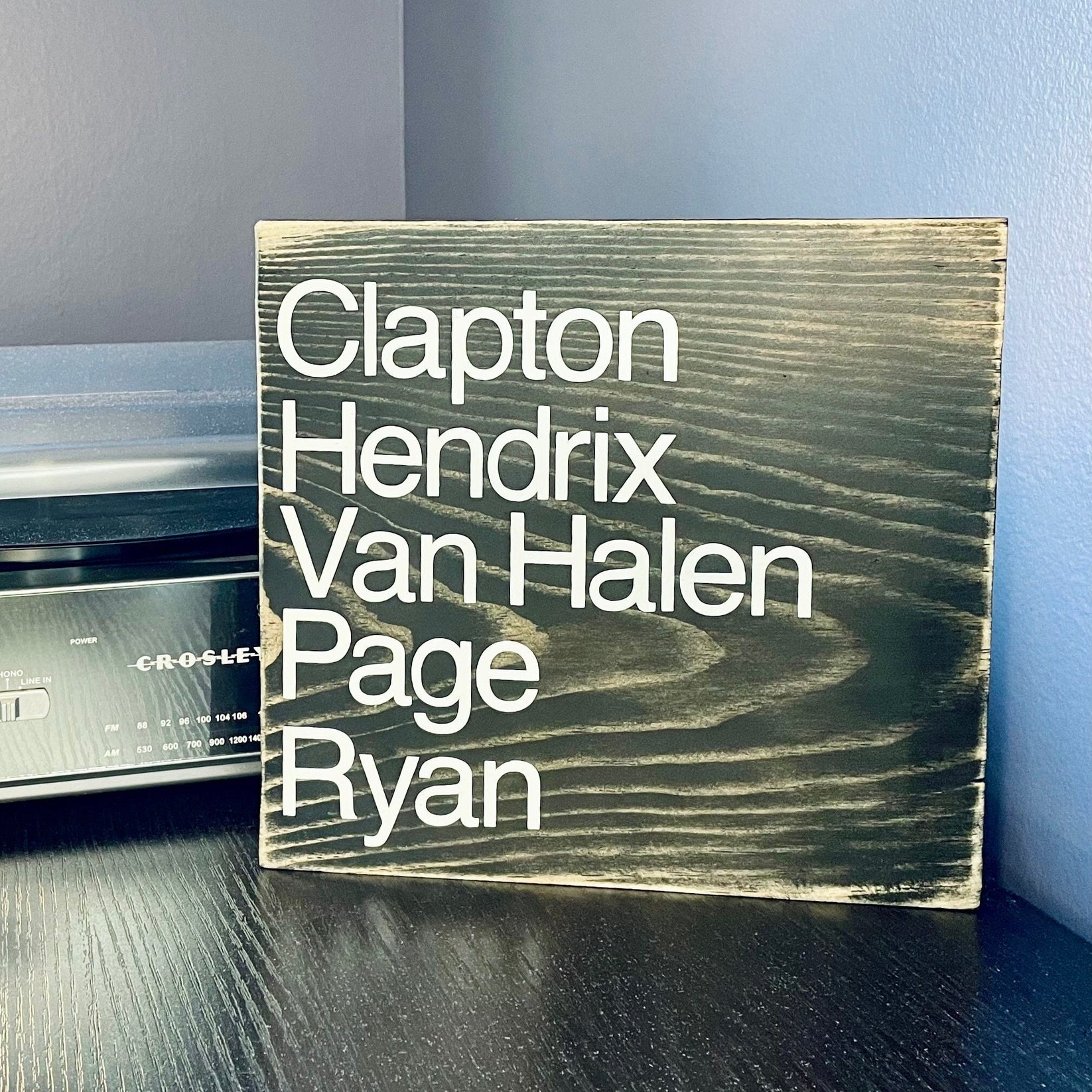 Personalized Rock Guitar Player Wood Sign | Three Sisters Studio