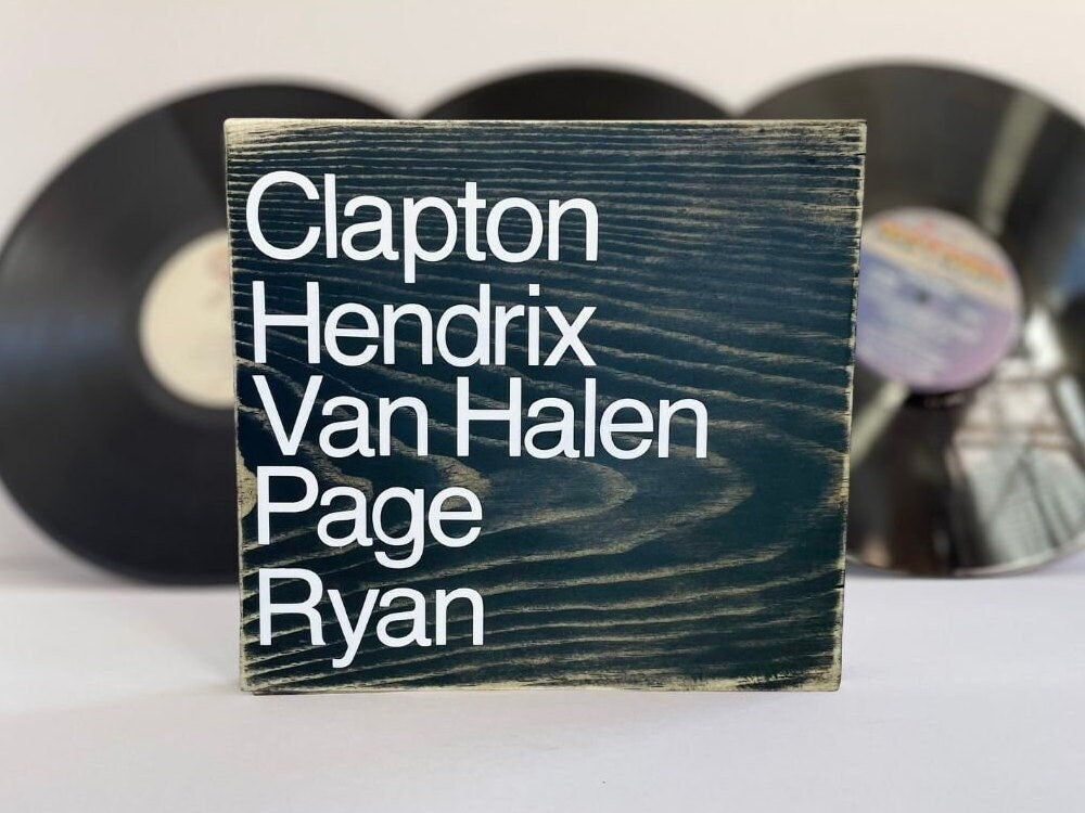 Personalized Rock Guitar Player Wood Sign | Three Sisters Studio